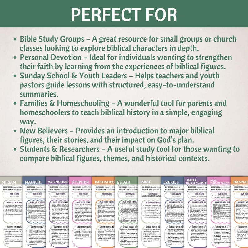 Bible Character Study Guide, Bible Study, Study Sheet, Printable Key ...