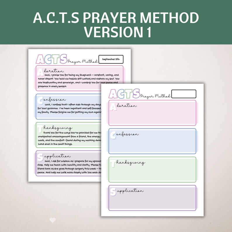 ACTS Prayer Method, ACTS Prayer Template, Prayer Journal Guide, Bible ...