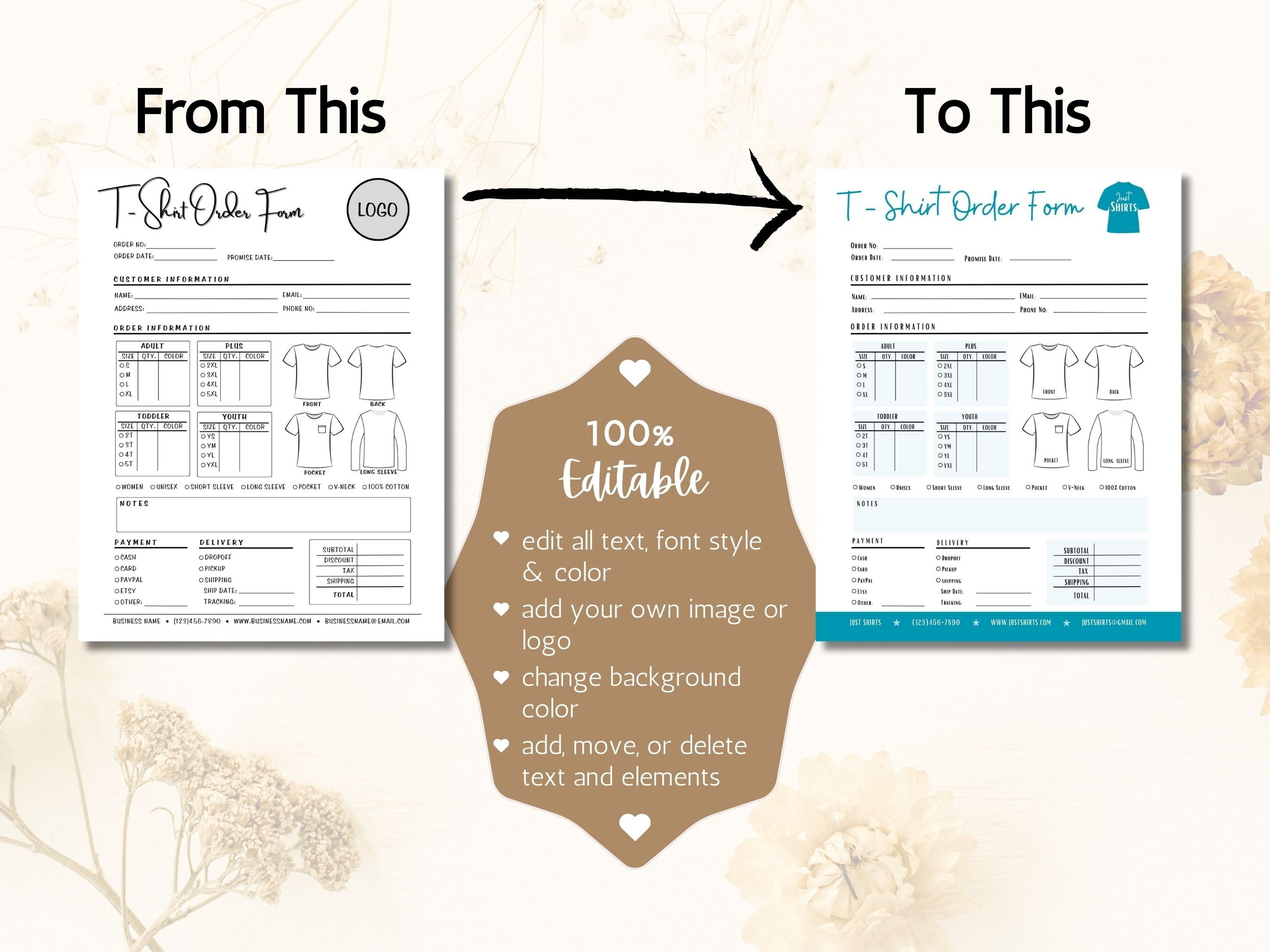 Editable Clothing Business Order Form Bundle | Apparel Order Forms ...