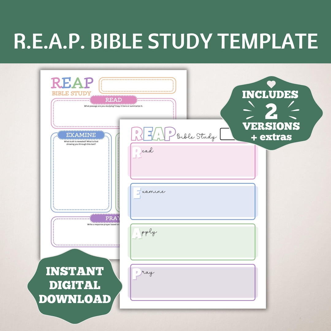 REAP Bible Study Template, REAP Method Bible Verse Mapping, Bible Study ...