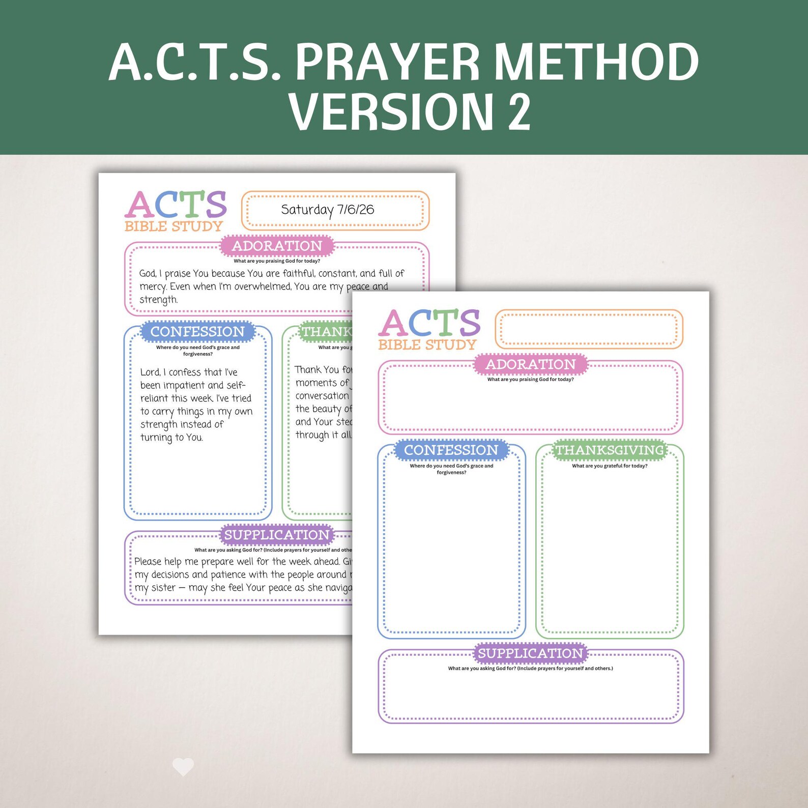 ACTS Prayer Method, ACTS Prayer Template, Prayer Journal Guide, Bible ...