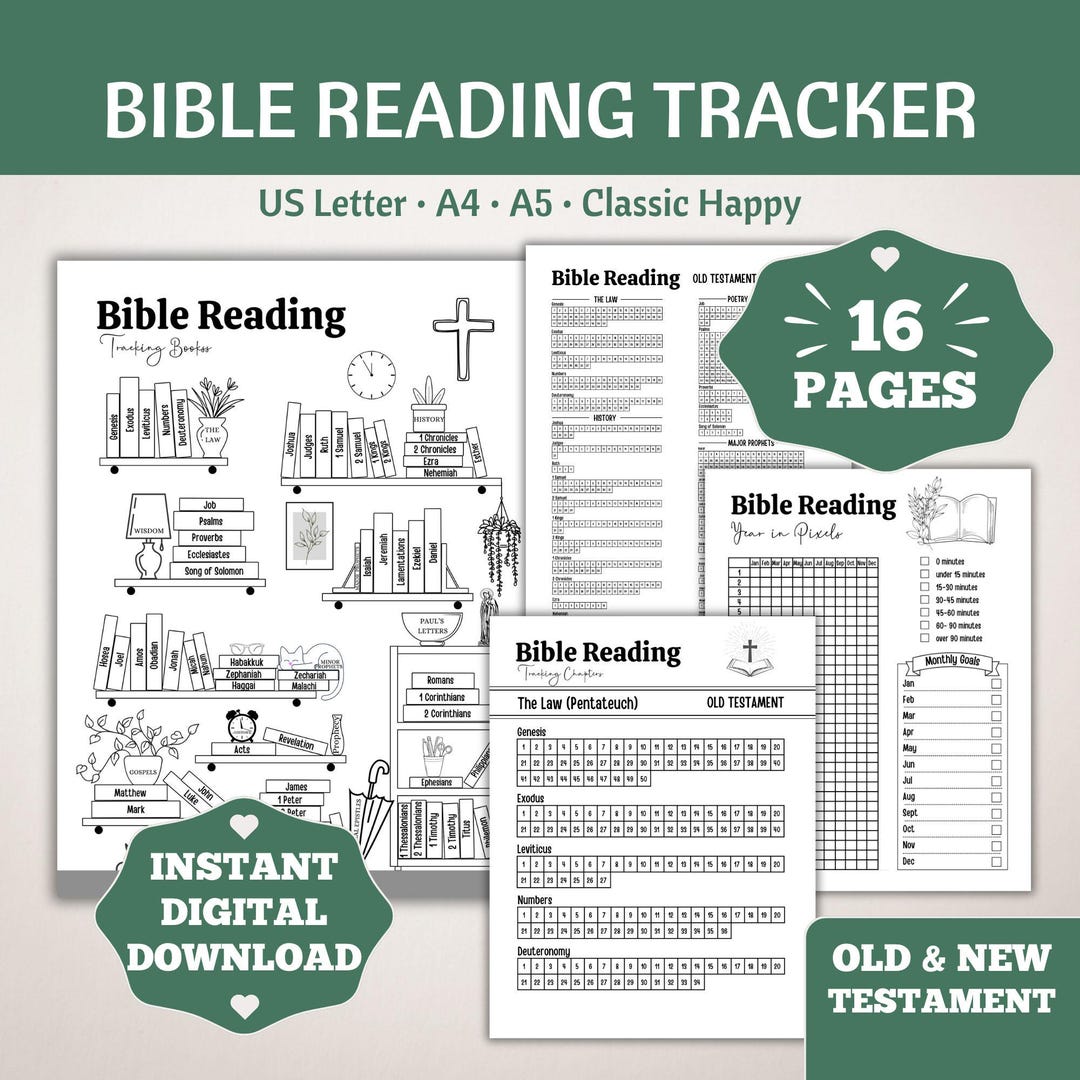 Bible Reading Tracker, Bible Study Tool, Bible Book Log, Bible ...