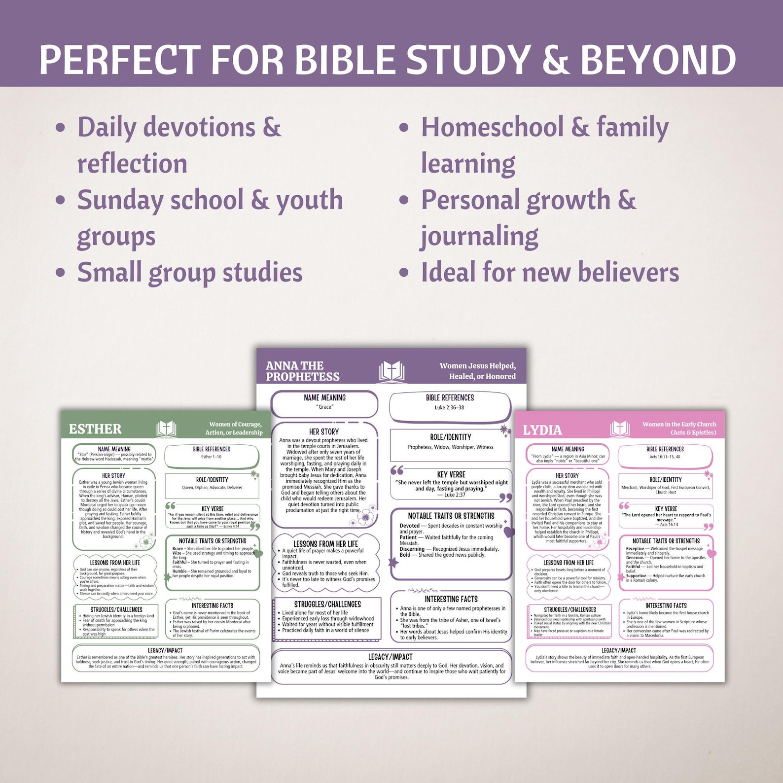 Women of the Bible Character Study Guide, Bible Study, Study Sheet ...