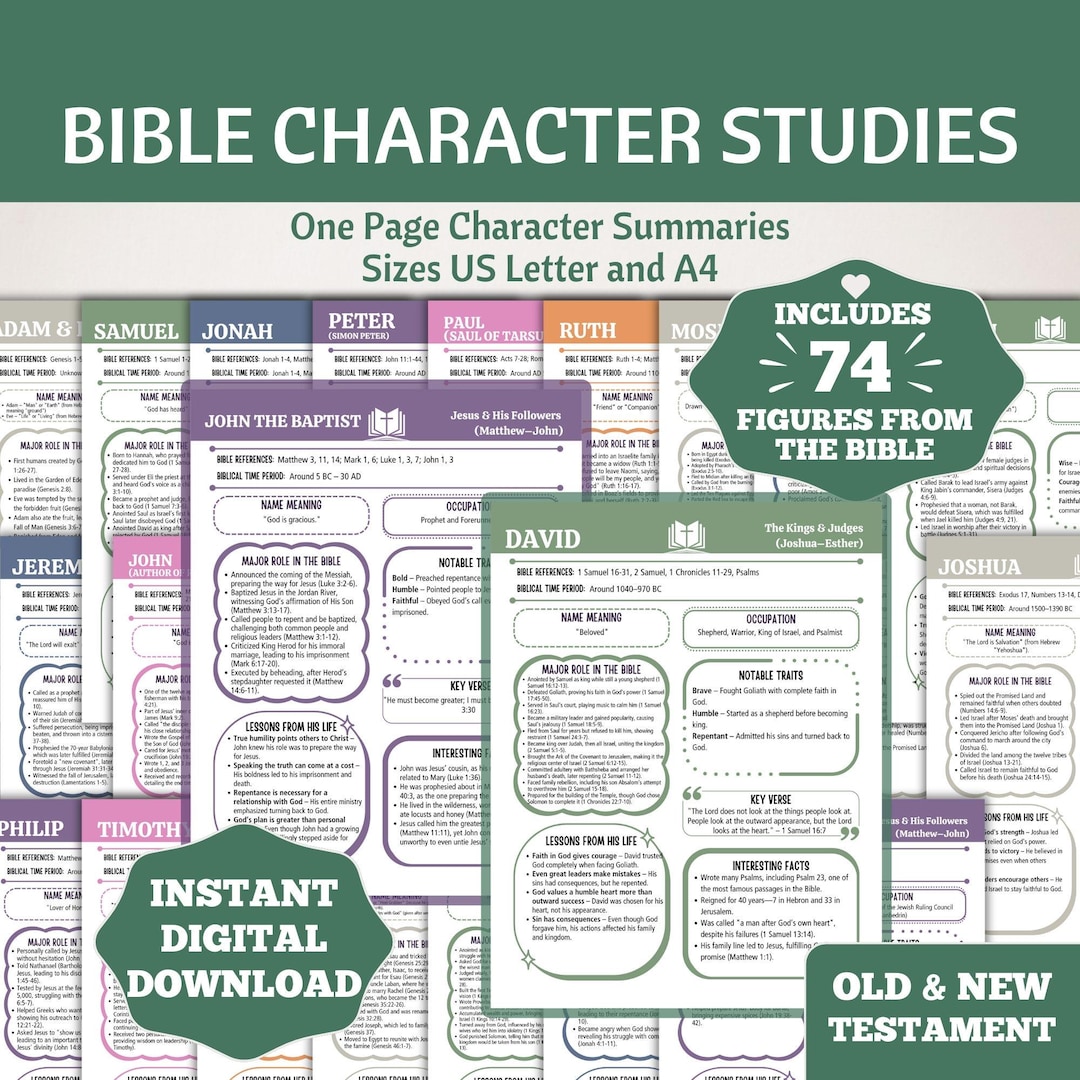 Bible Character Study Guide, Bible Study, Study Sheet, Printable Key ...