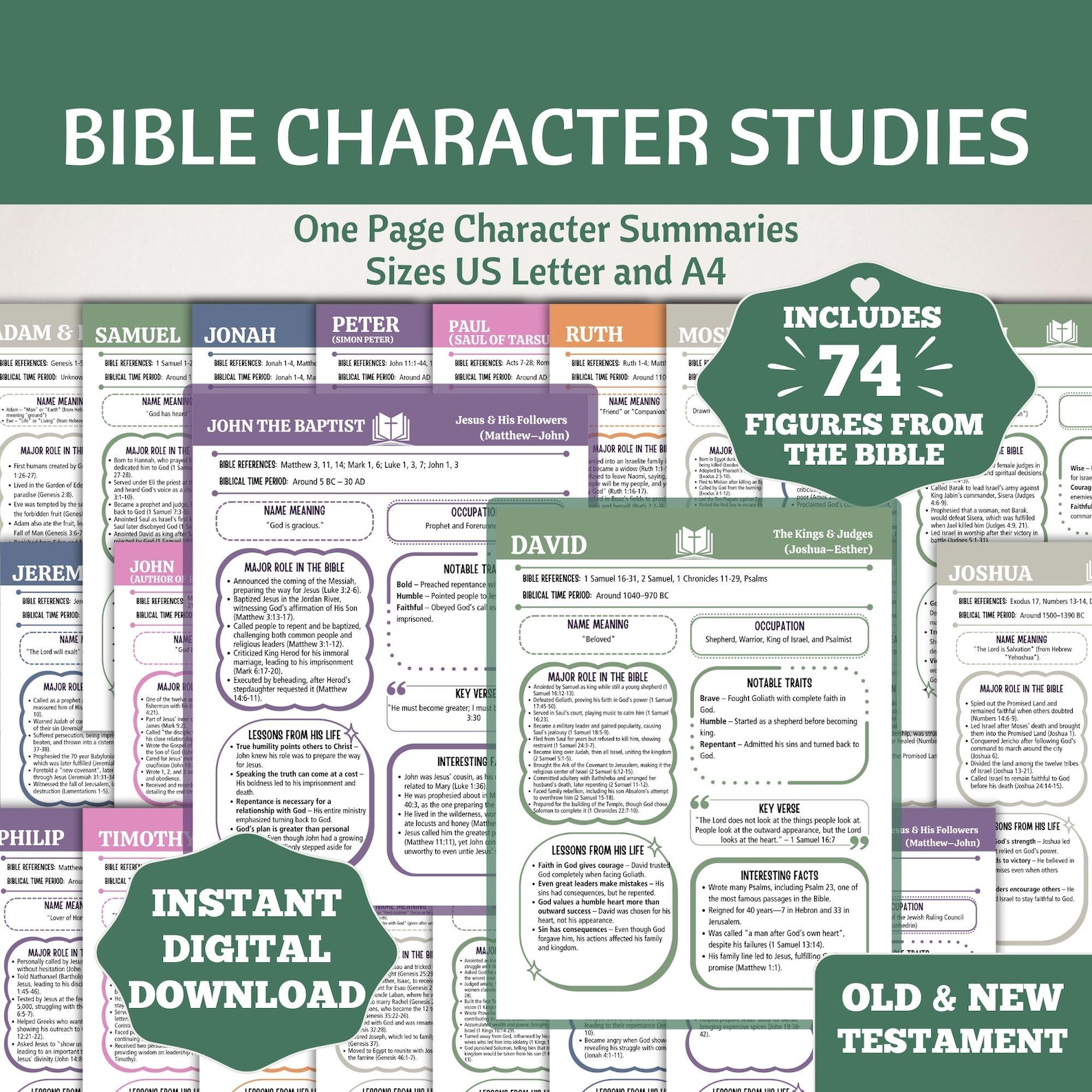 Bible Character Study Guide, Bible Study, Study Sheet, Printable Key ...