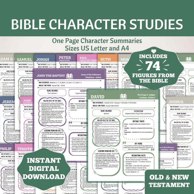 Bible Character Study Guide, Bible Study, Study Sheet, Printable Key ...