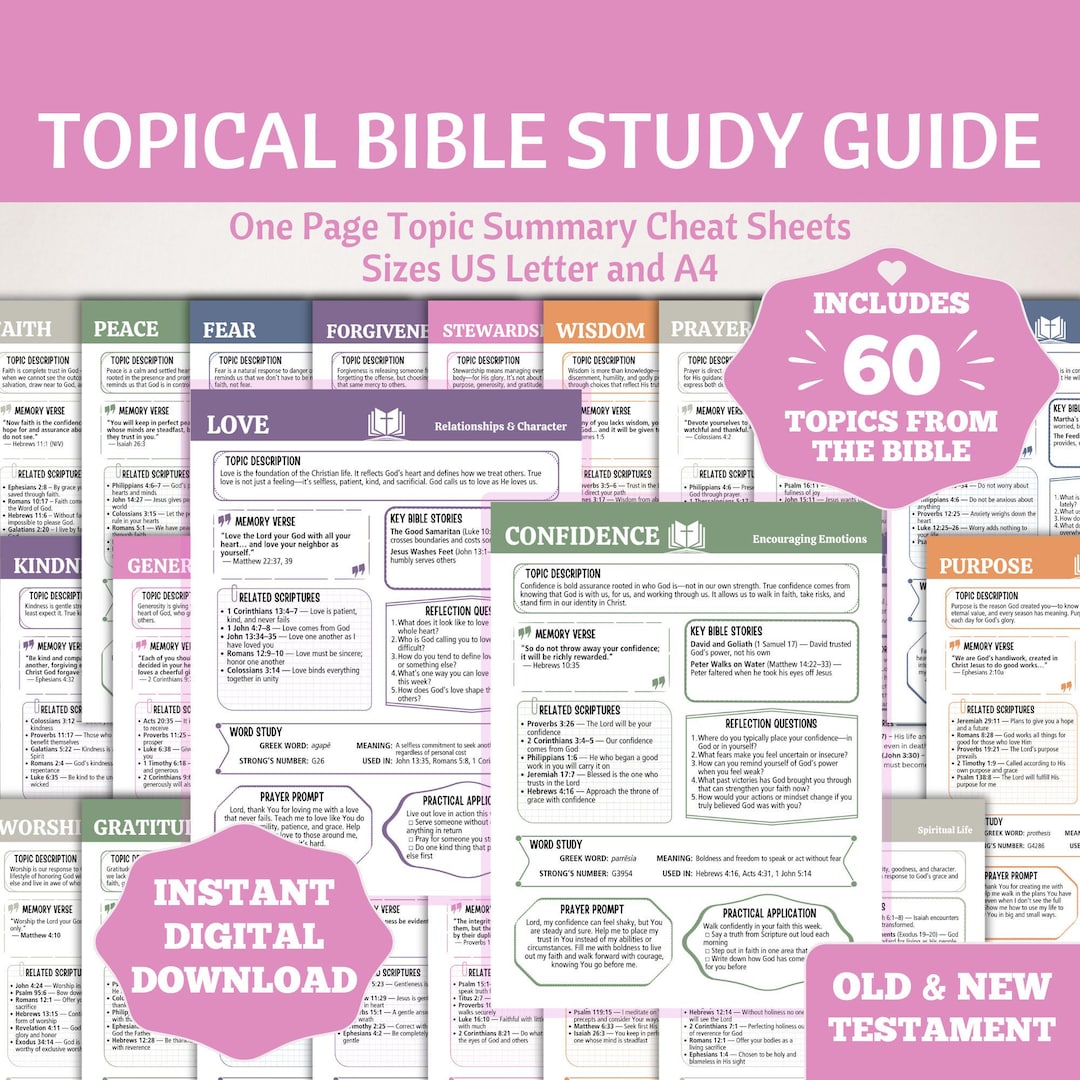 Topical Bible Study Guide, Topics of the Bible Study, Study Sheet ...