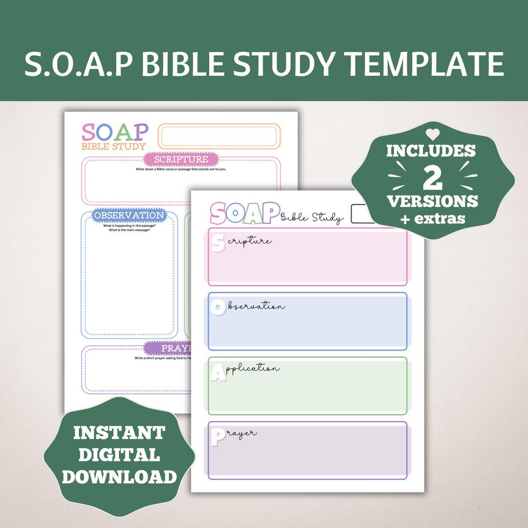 SOAP Bible Study Template Printable, SOAP Method Bible Verse Mapping ...