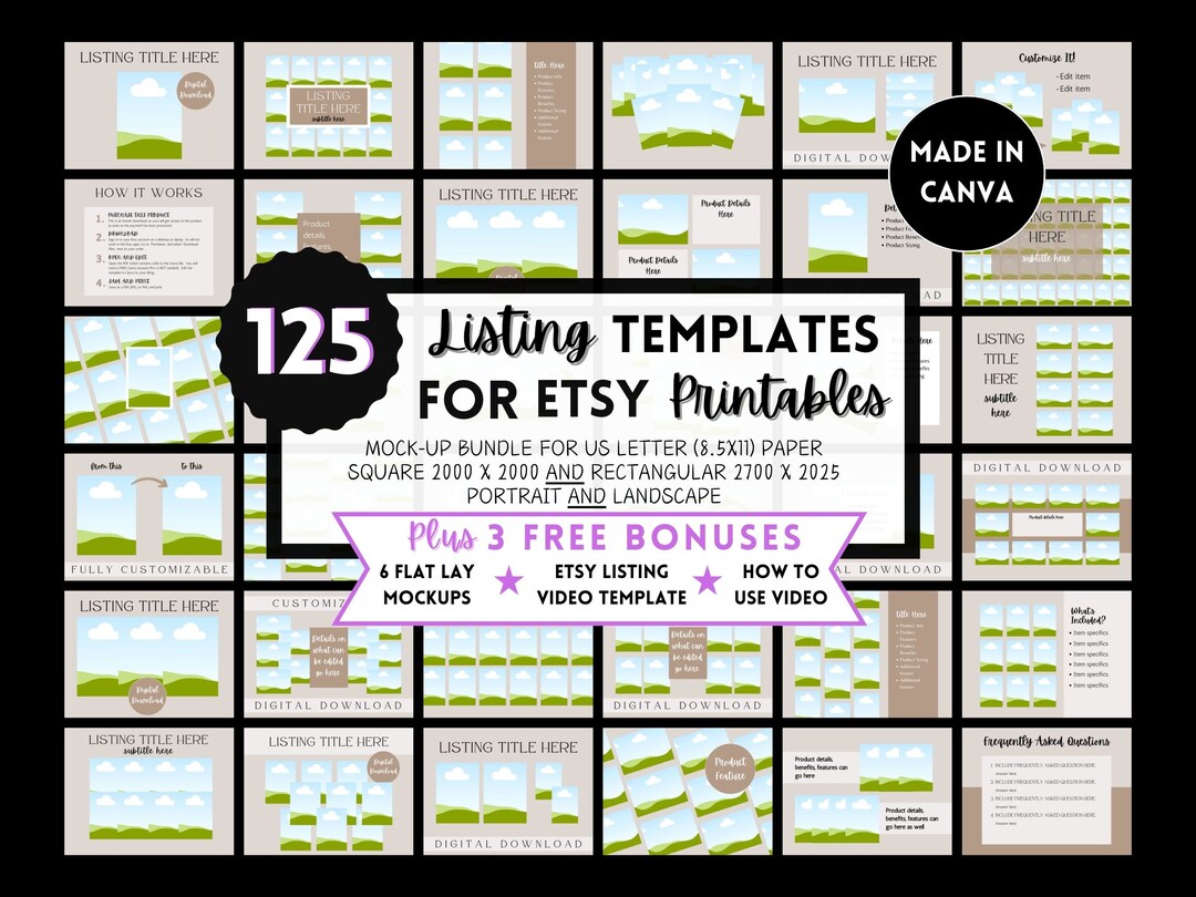 Etsy Listing Template, Mockup Bundle Printables, Listing Photo, Sell on ...