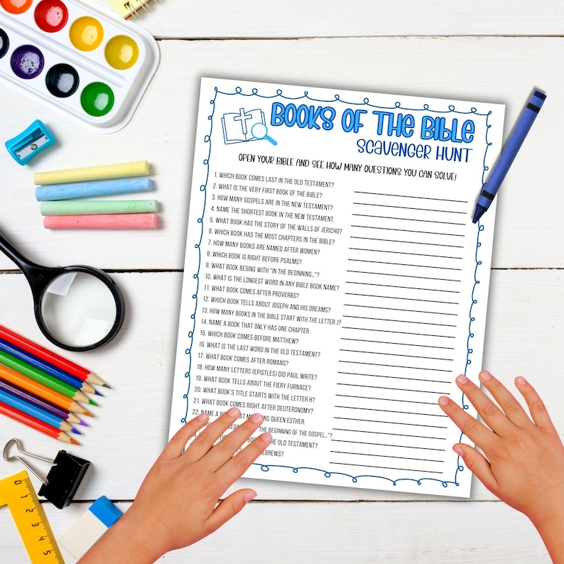 Books of the Bible Scavenger Hunt Game, Bible Game for Teens & Kids ...