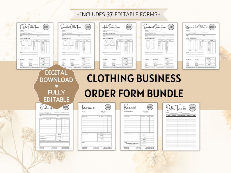 Editable Clothing Business Order Form Bundle | Apparel Order Forms ...