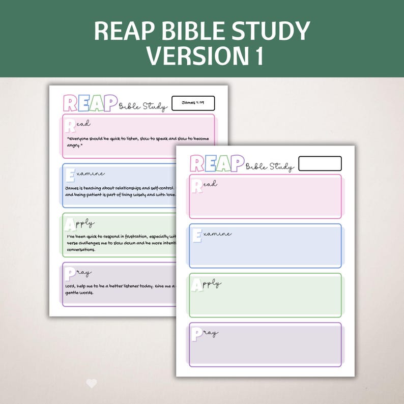 REAP Bible Study Template, REAP Method Bible Verse Mapping, Bible Study ...