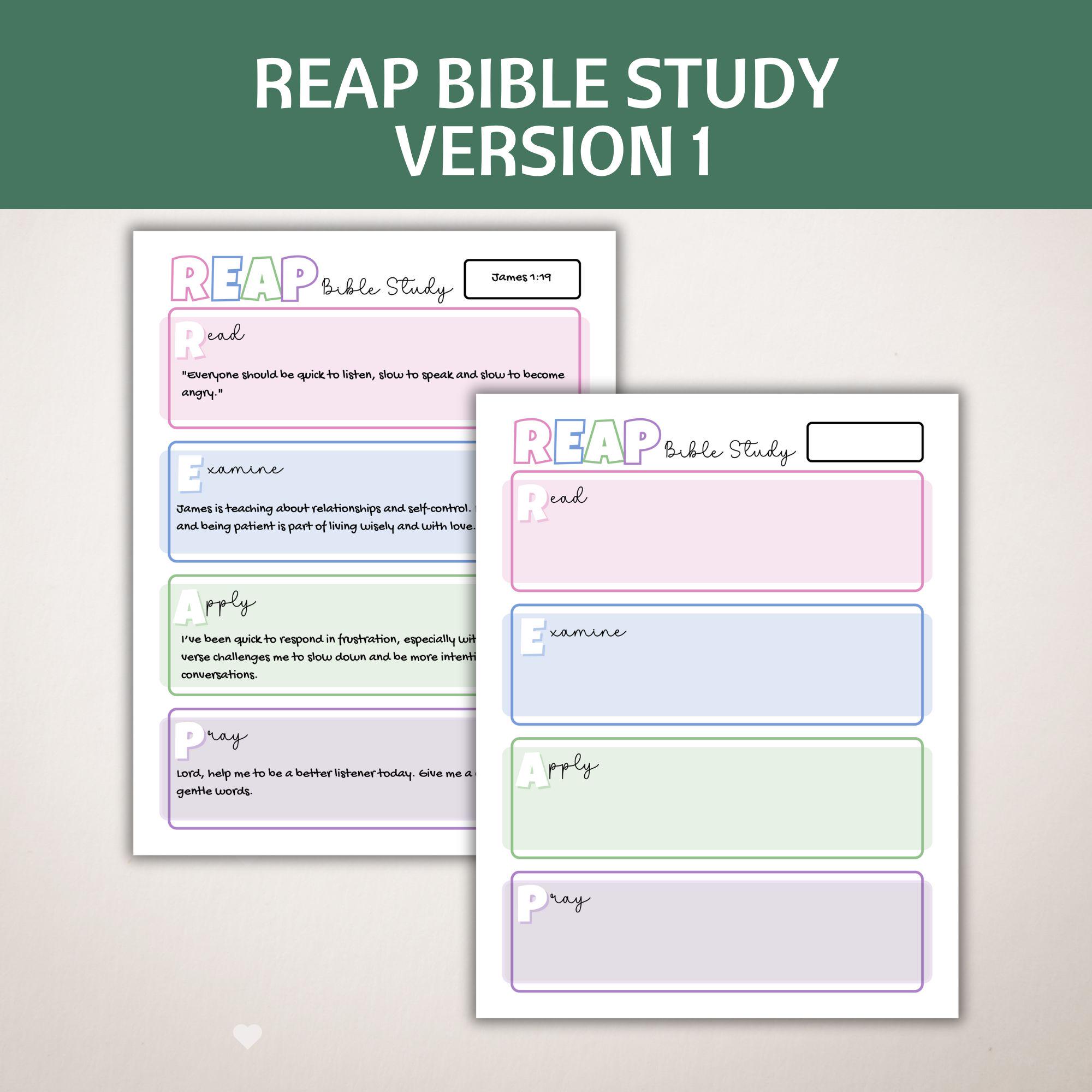 REAP Bible Study Template, REAP Method Bible Verse Mapping, Bible Study ...