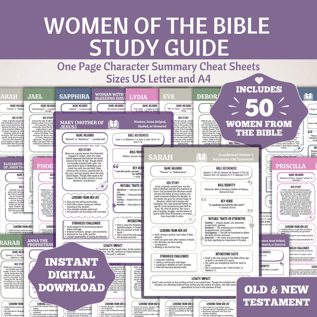 Women of the Bible Character Study Guide, Bible Study, Study Sheet ...
