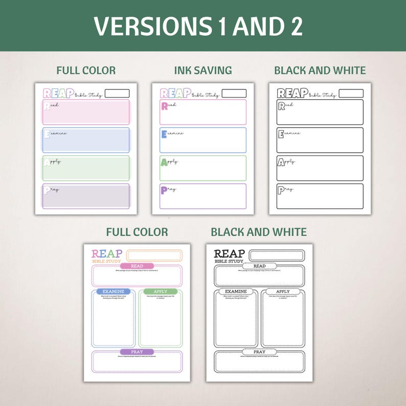REAP Bible Study Template, REAP Method Bible Verse Mapping, Bible Study ...
