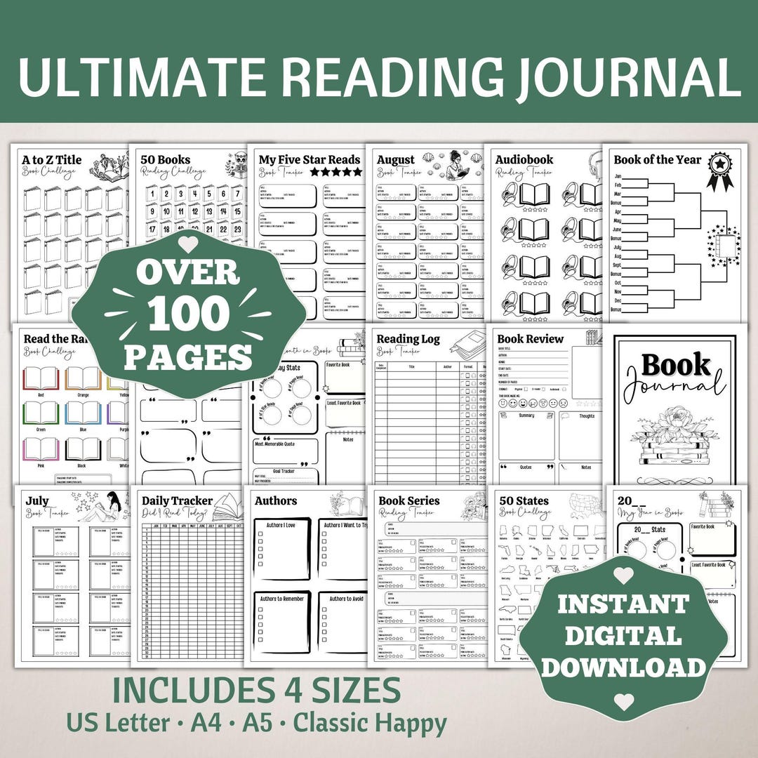 Book Reading Log, 100 + Pages Printable Reading Planner, 2025 2026 ...