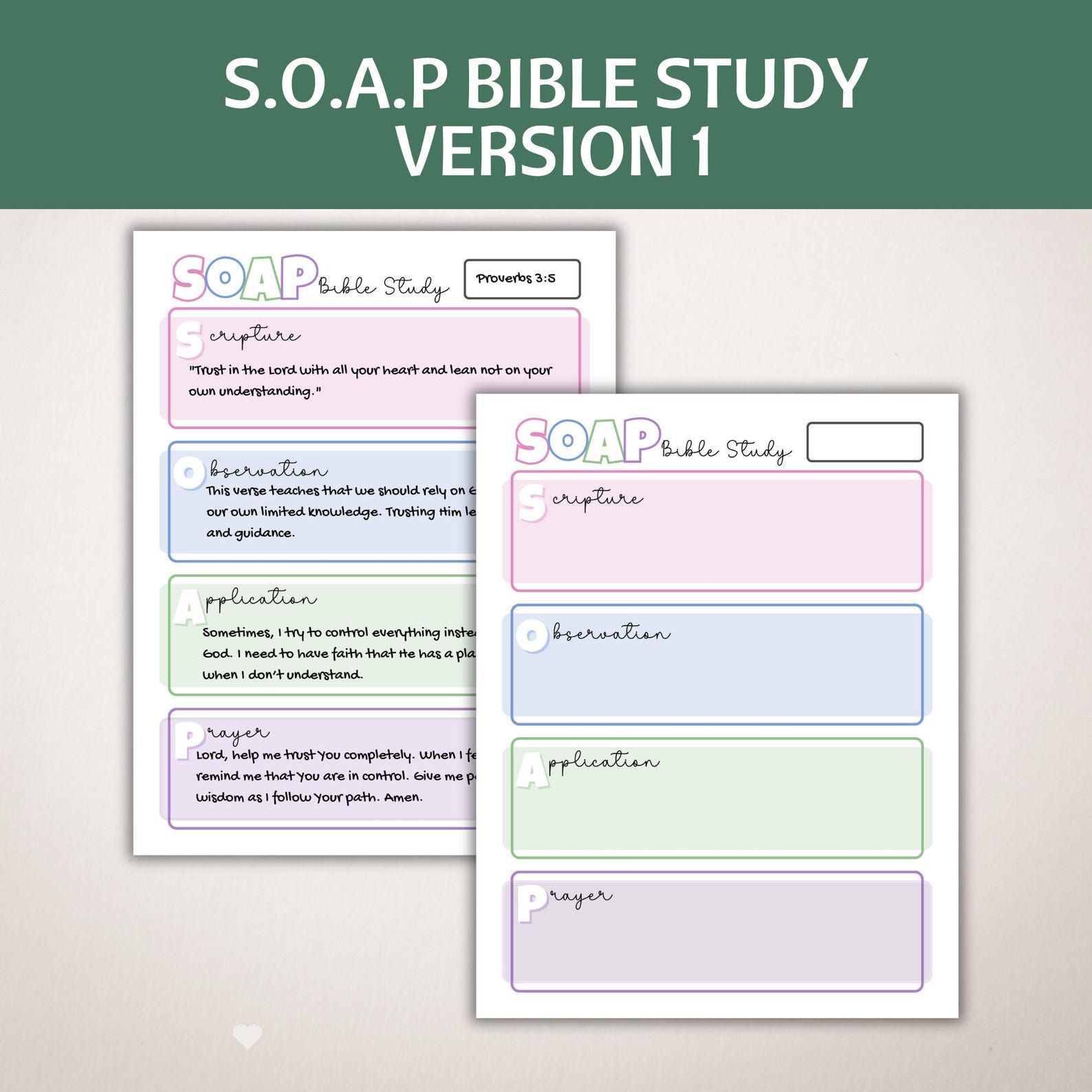 SOAP Bible Study Template Printable, SOAP Method Bible Verse Mapping ...