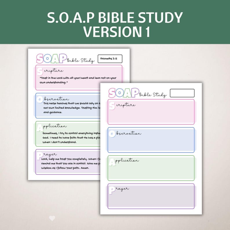 SOAP Bible Study Template Printable, SOAP Method Bible Verse Mapping ...