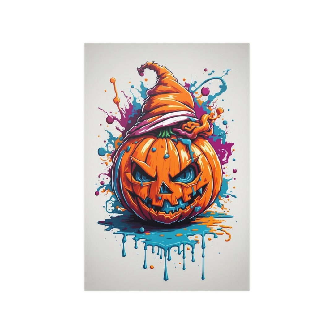 Splash Art Halloween Pumpkin Home Decor Wall Art Fine Wall - Etsy