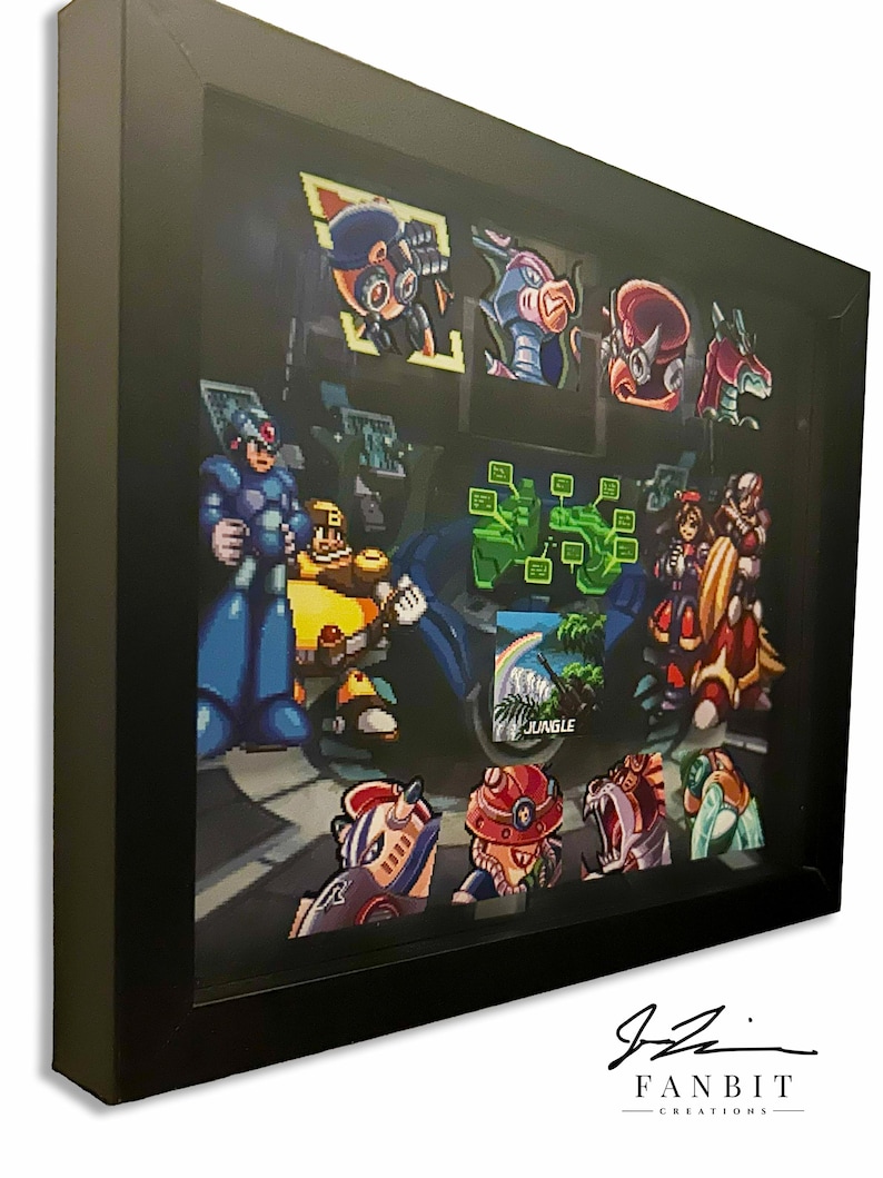 Retro Gaming Character Select Shadow Box | UV Printed Layered Glass Art ...