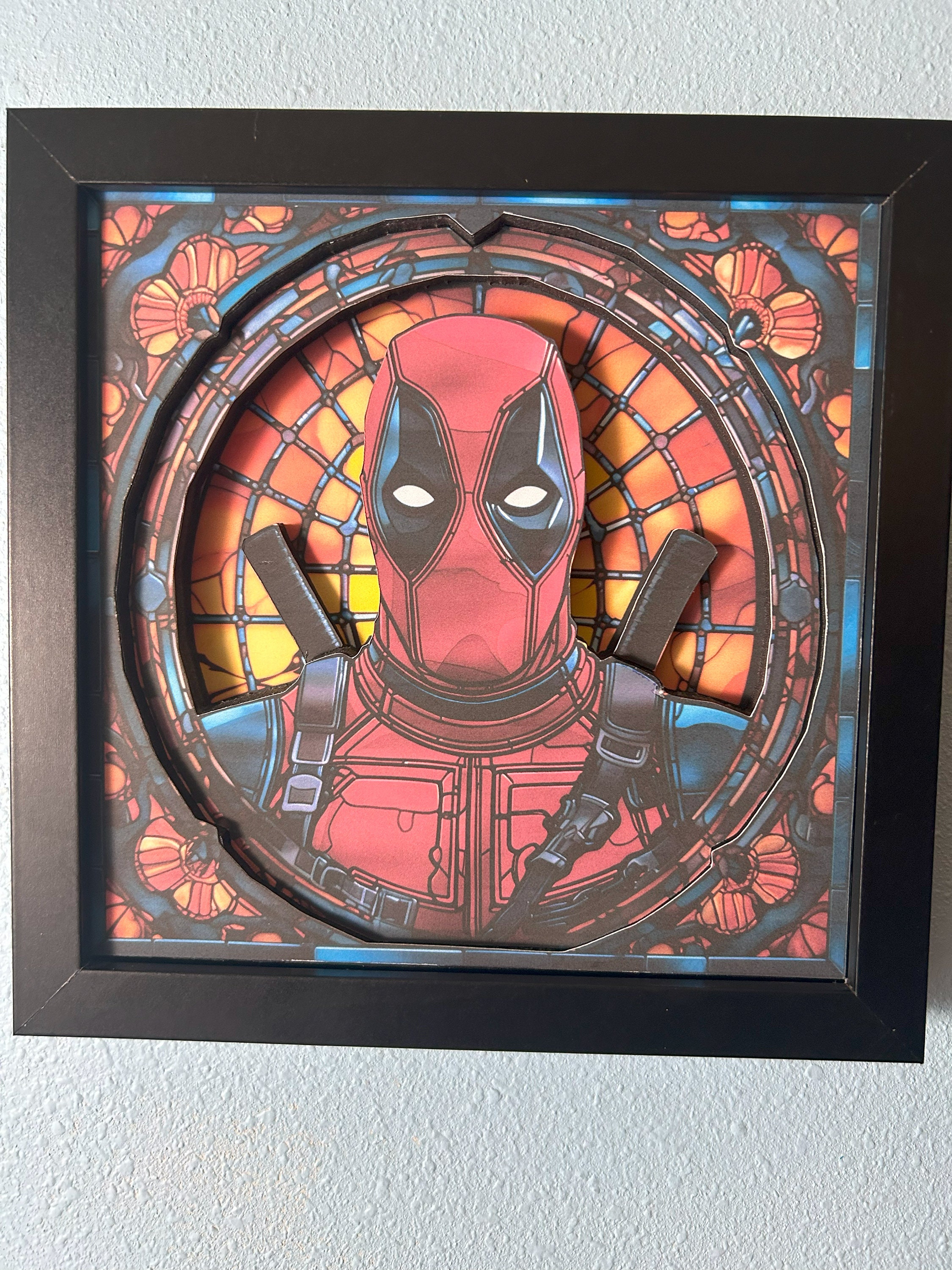 Deadpool Stained Glass Style 3D Shadow Box, 8x8 - Etsy