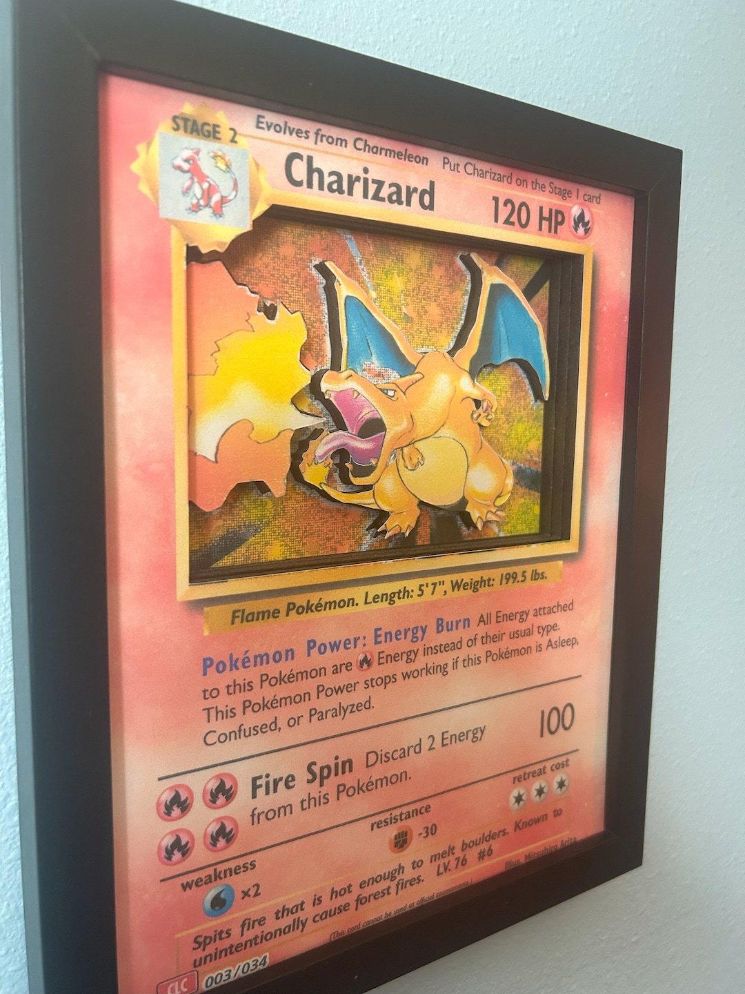 Charizard 3D Pokémon Card Shadow Box Art, 8x10, Handmade Pokémon Gift ...