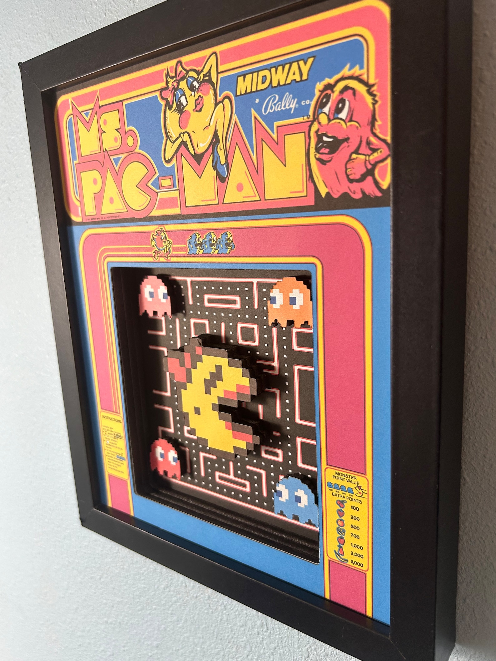 Ms. Pac-man 3D Shadow Box, 8x10, Handmade Arcade Art - Etsy
