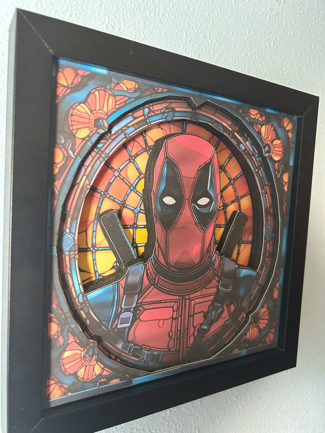 Deadpool Stained Glass Style 3D Shadow Box, 8x8 - Etsy