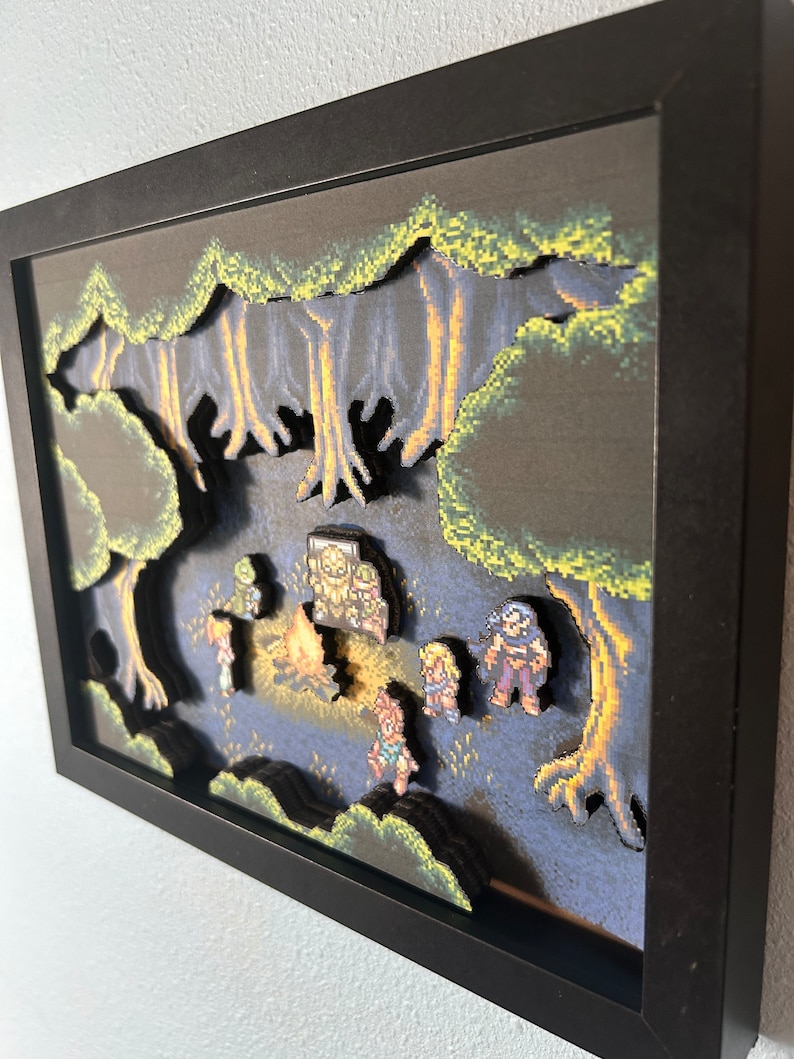 Chrono Trigger Campfire Scene 3D Shadow Box, 8x10, Handmade Game Art - Etsy