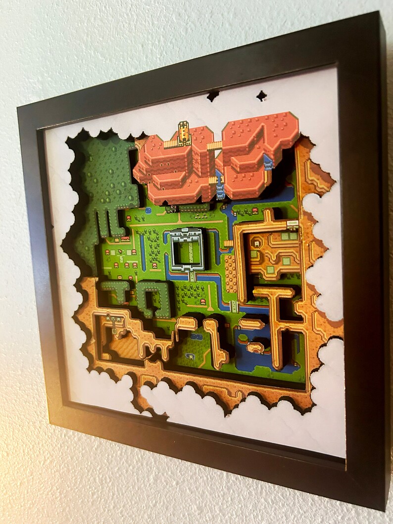 Hyrule Map 3D Shadow Box, 8x8, the Legend of Zelda: A Link to the Past ...