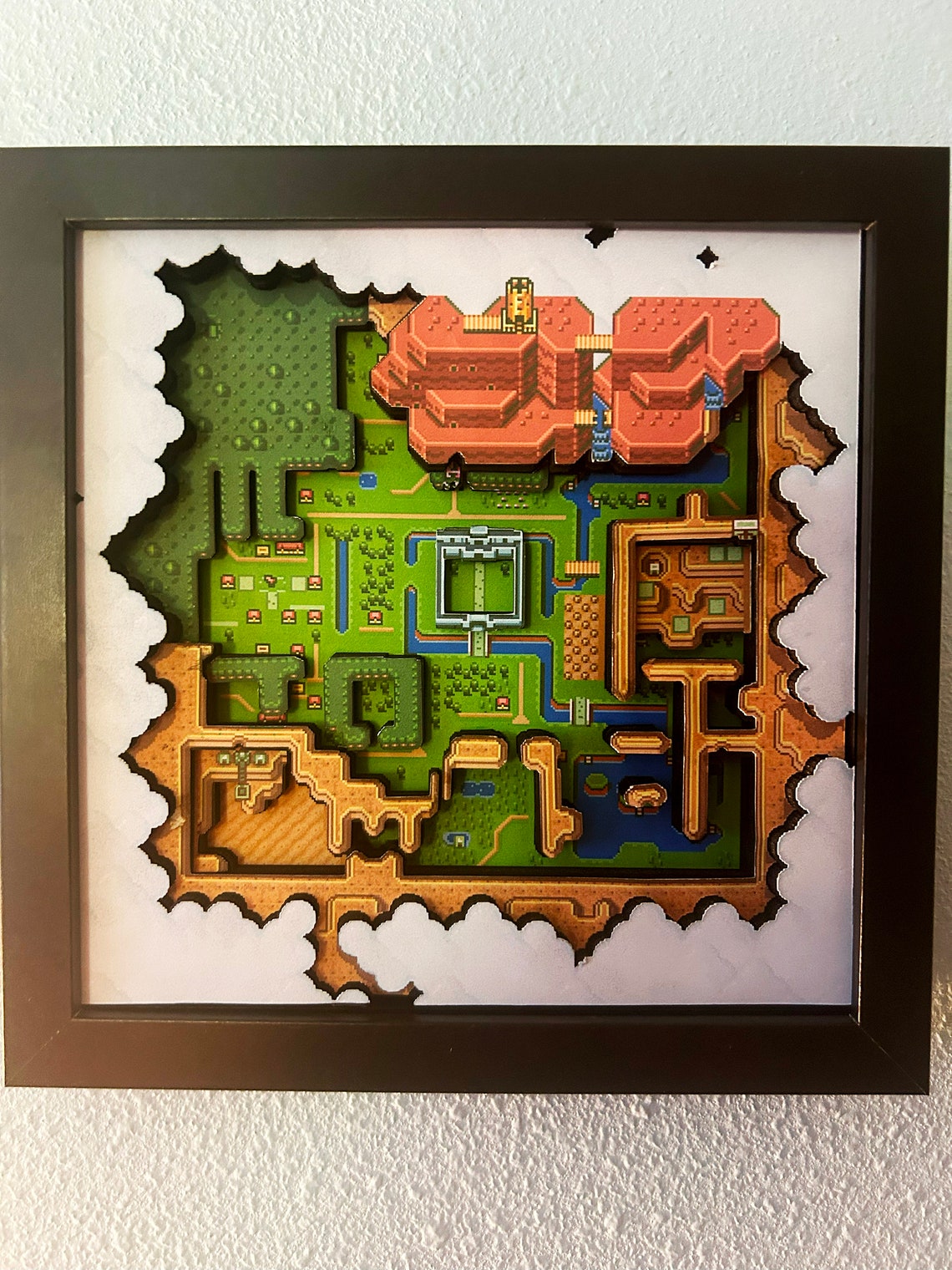 Hyrule Map 3D Shadow Box, 8x8, the Legend of Zelda: A Link to the Past ...
