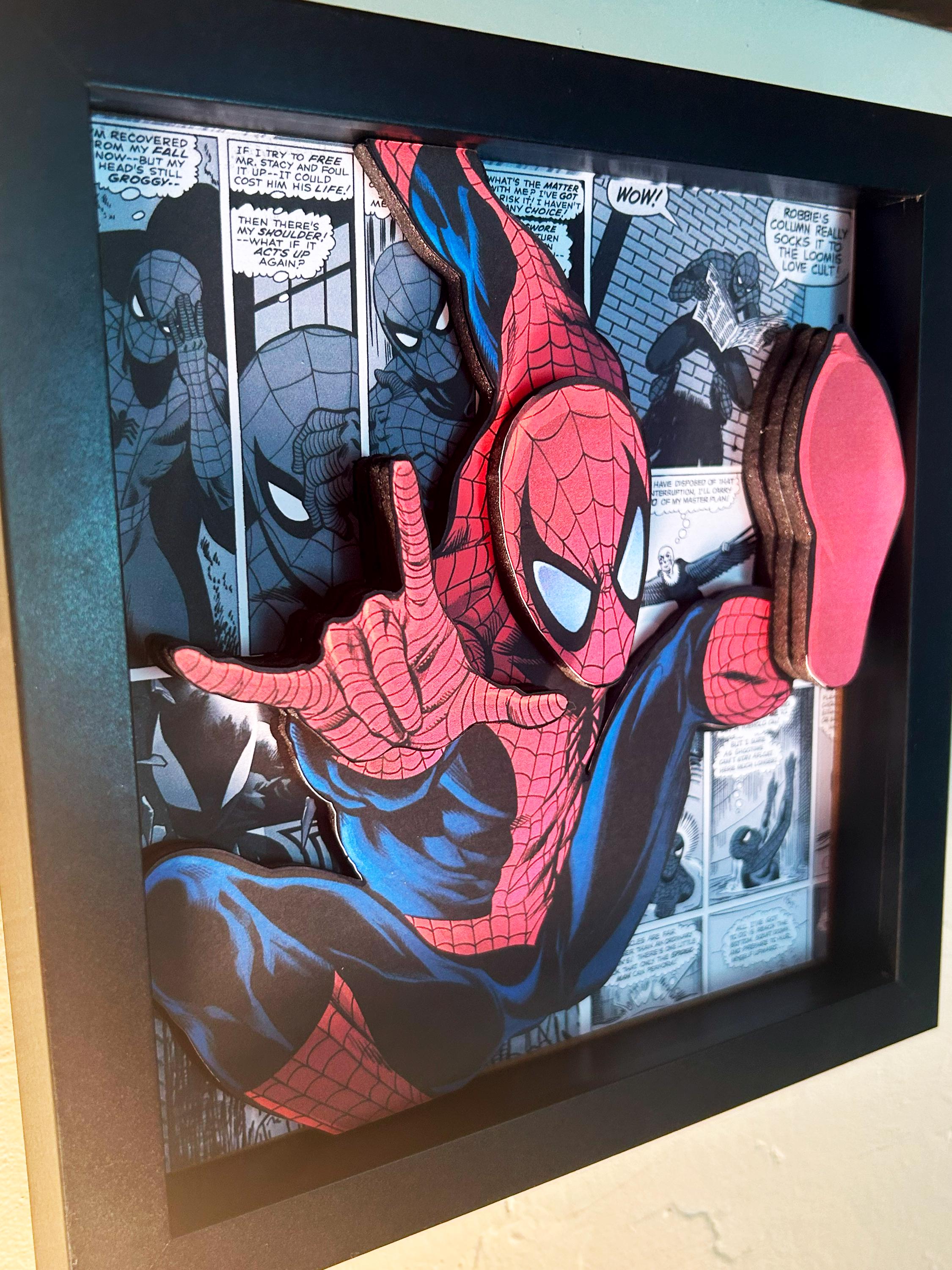 Spider-man 3D Shadow Box, 8x8, Comic Art, Marvel Wall Decor, Superhero ...