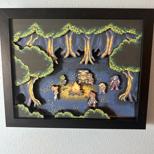 Chrono Trigger Campfire Scene 3D Shadow Box, 8x10, Handmade Game Art - Etsy