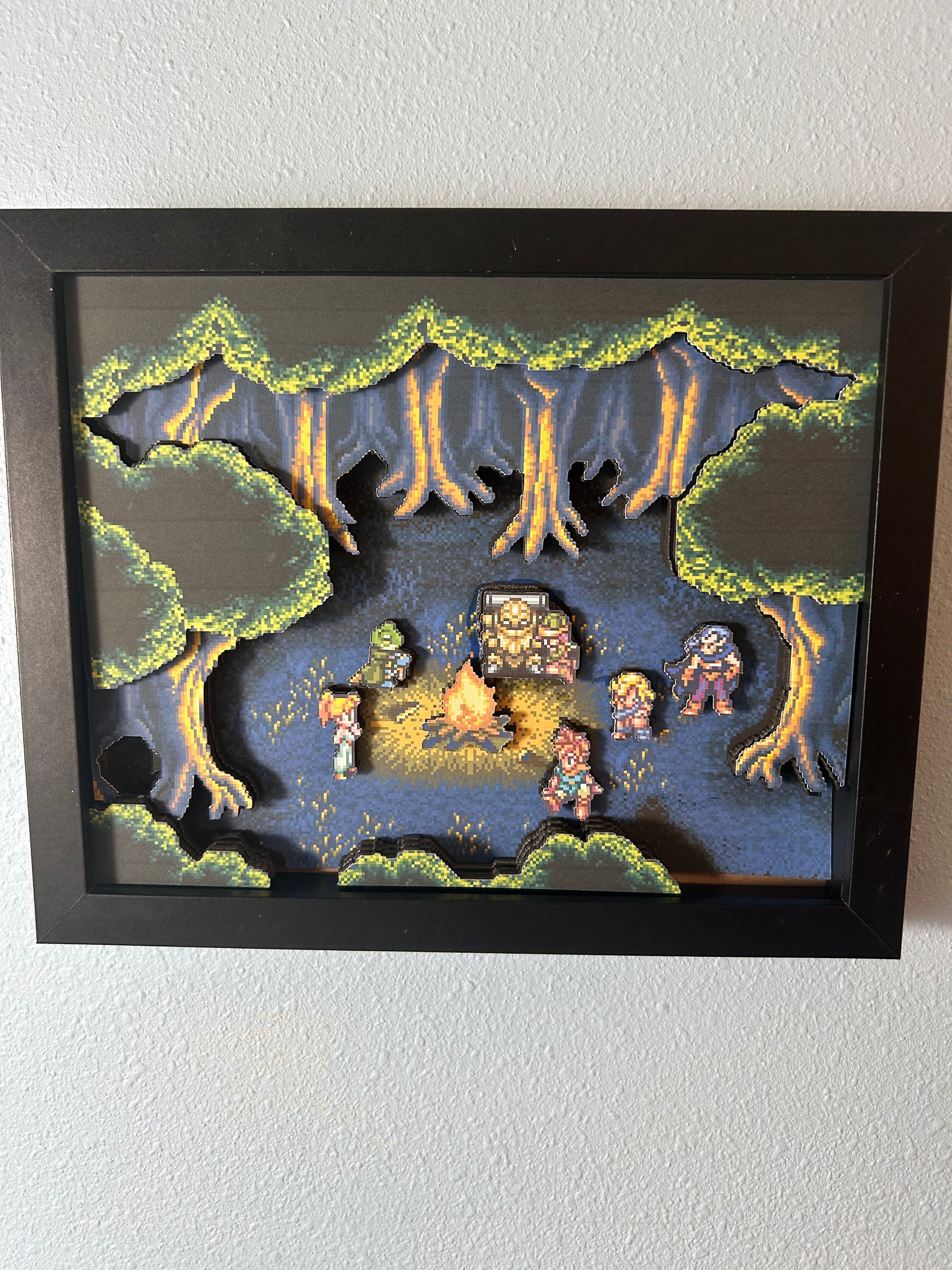 Chrono Trigger Campfire Scene 3D Shadow Box, 8x10, Handmade Game Art - Etsy