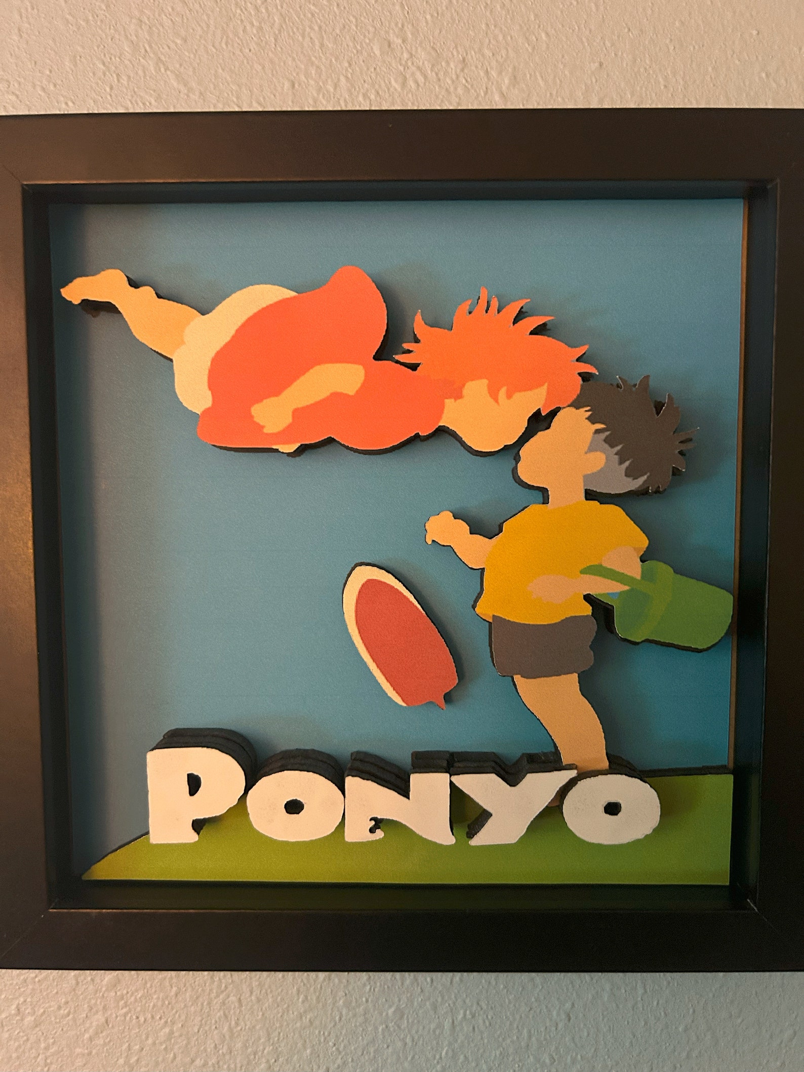 Ponyo 3D Movie Poster Shadow Box, 8x8, Studio Ghibli Art, Handmade ...