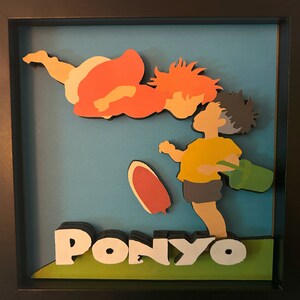 Ponyo 3D Movie Poster Shadow Box, 8x8, Studio Ghibli Art, Handmade ...