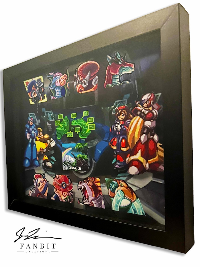 Retro Gaming Character Select Shadow Box | UV Printed Layered Glass Art ...