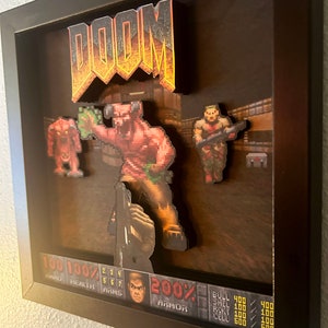 Doom 3D Shadow Box, 8x8, Classic PC Game Art, Doom Guy With Shotgun - Etsy