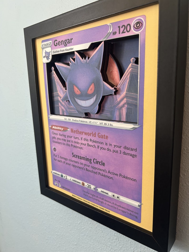 Gengar 3D Pokémon Card Shadow Box, 8x10, Unique Handmade Art - Etsy