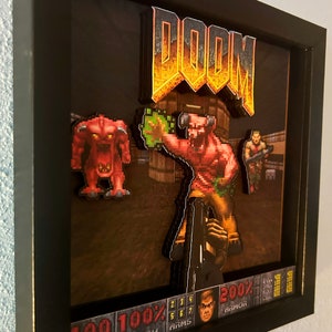 Doom 3D Shadow Box, 8x8, Classic PC Game Art, Doom Guy With Shotgun - Etsy