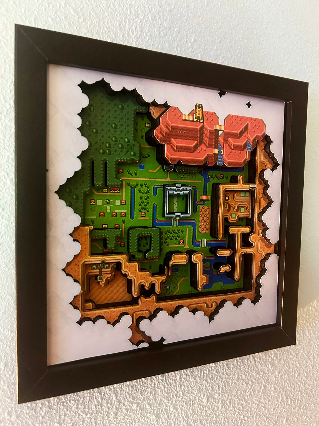 Hyrule Map 3D Shadow Box, 8x8, the Legend of Zelda: A Link to the Past ...
