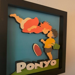 Ponyo 3D Movie Poster Shadow Box, 8x8, Studio Ghibli Art, Handmade ...