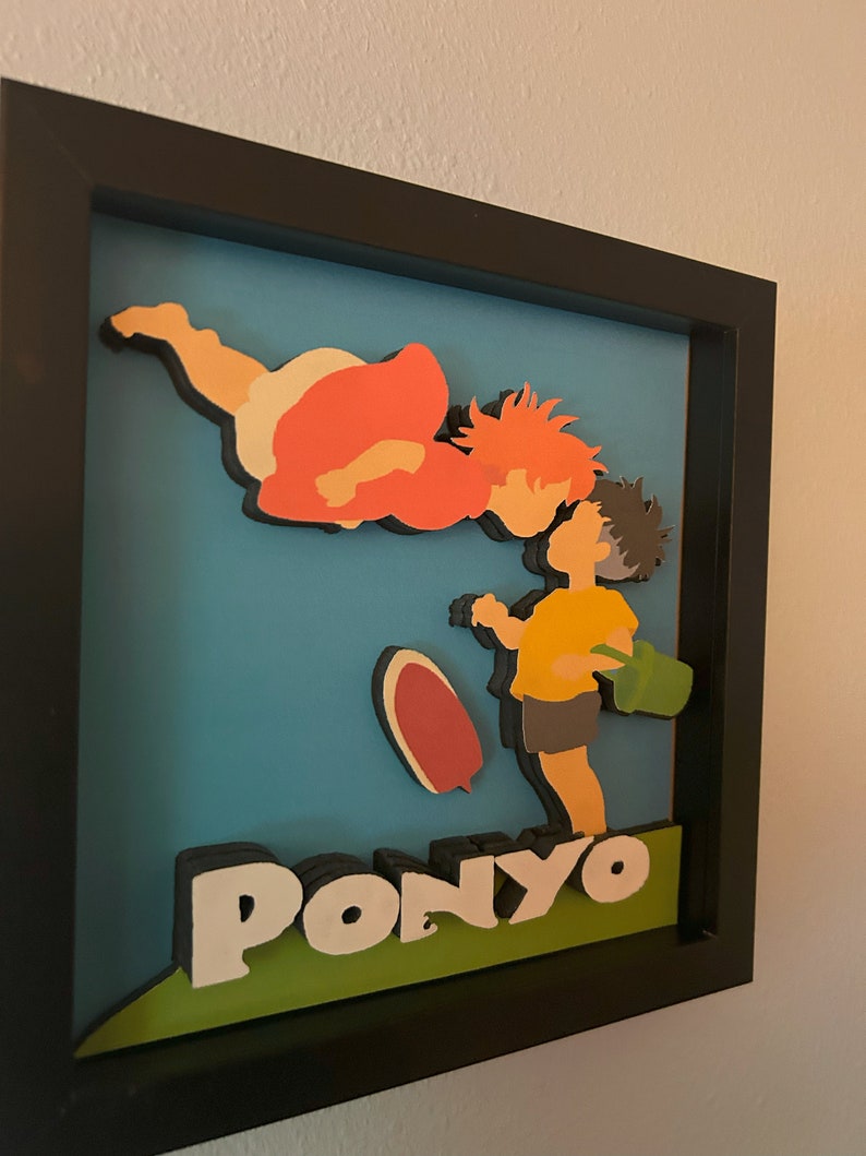 Ponyo 3D Movie Poster Shadow Box, 8x8, Studio Ghibli Art, Handmade ...