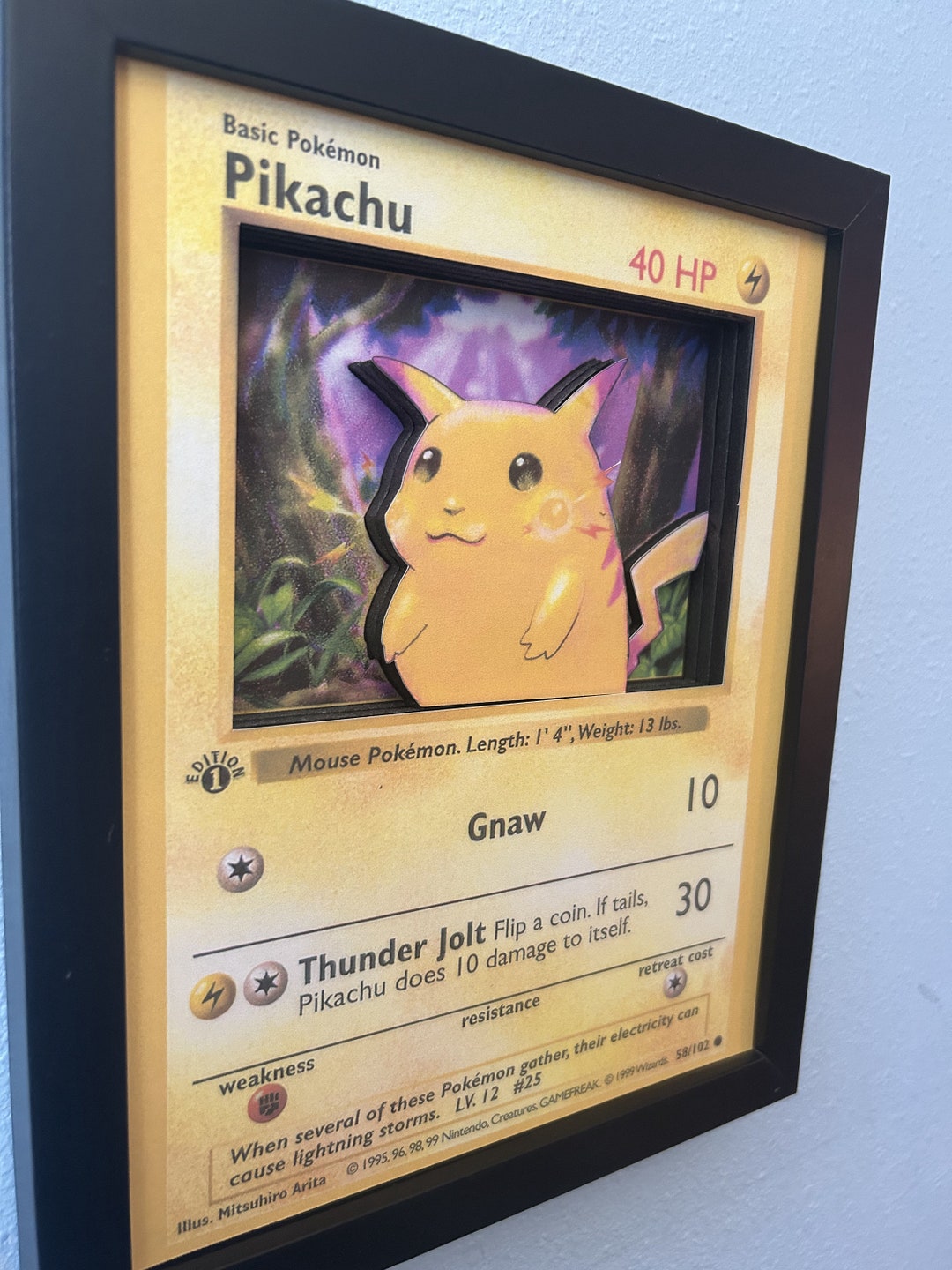 Pikachu 3D Pokémon Card Shadow Box, 8x10, Handmade Pokémon Art - Etsy