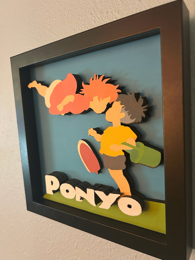 Ponyo 3D Movie Poster Shadow Box, 8x8, Studio Ghibli Art, Handmade ...