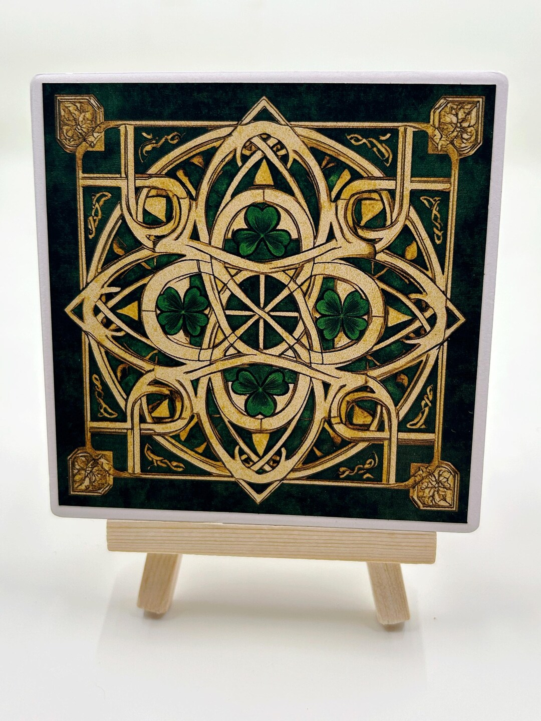 Celtic Knot Shamrock Coaster Set: Irish Home Decor - Etsy