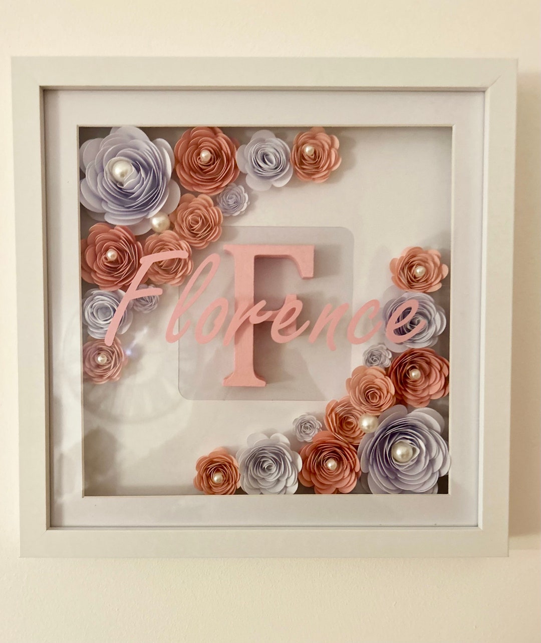 3D Initial Flower Shadow Box. With or Without Vinyl Name on Glass ...