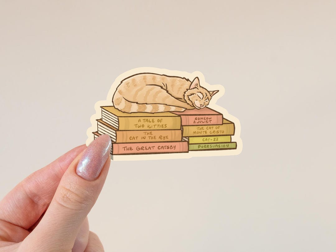 Book Cat Sticker | Bookish Sticker | Cute Animal Sticker | Book Club ...