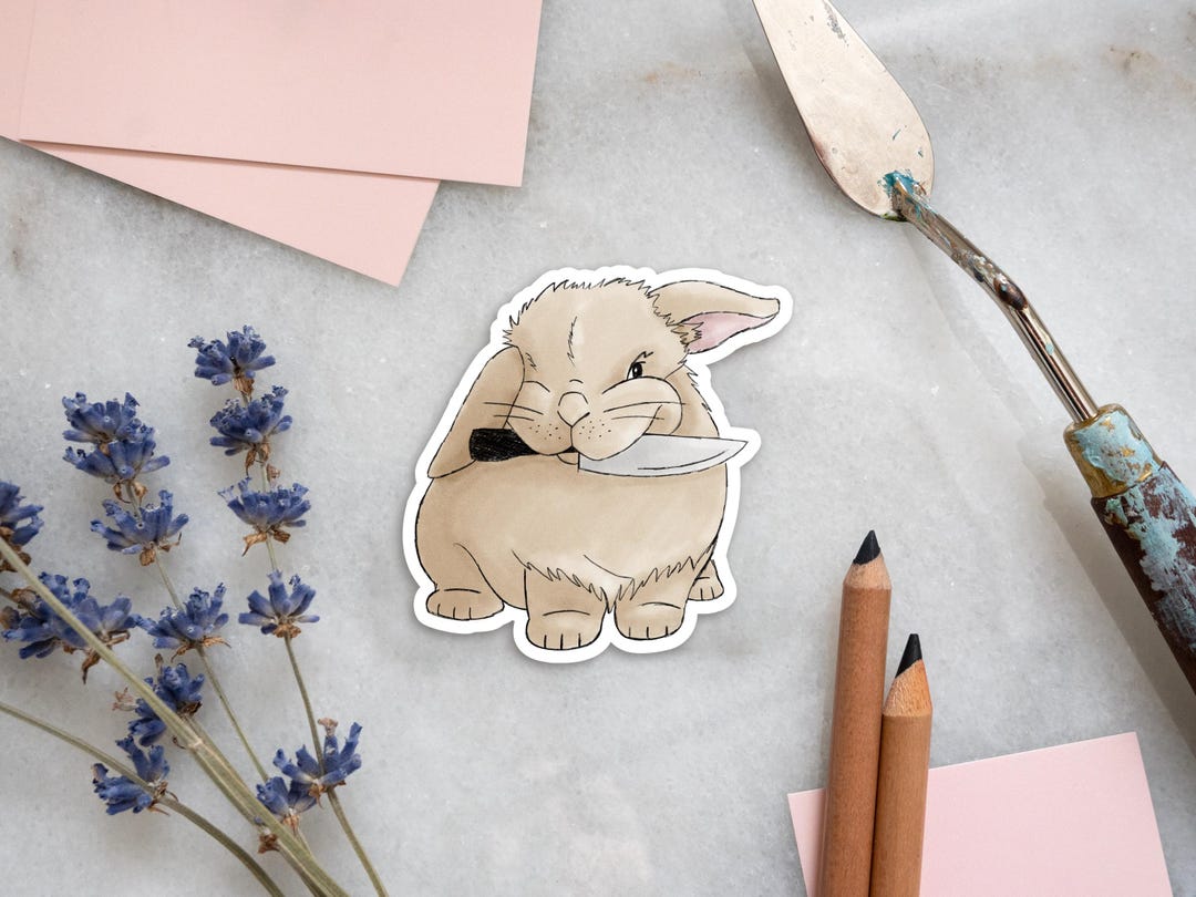 Angry Bunny Sticker | Rabbit Vinyl Decal | Knife Bunny Art - Etsy Australia