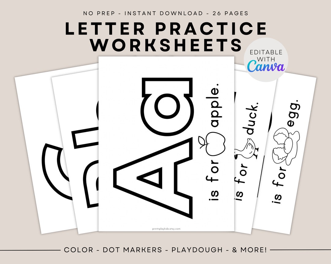 Instant Download Coloring Prek Worksheets Letters Writing Worksheet ABC ...
